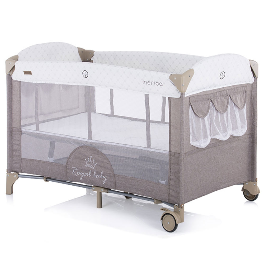 Patut pliabil Chipolino Merida mocca cu laterala culisanta - www.roua.ro