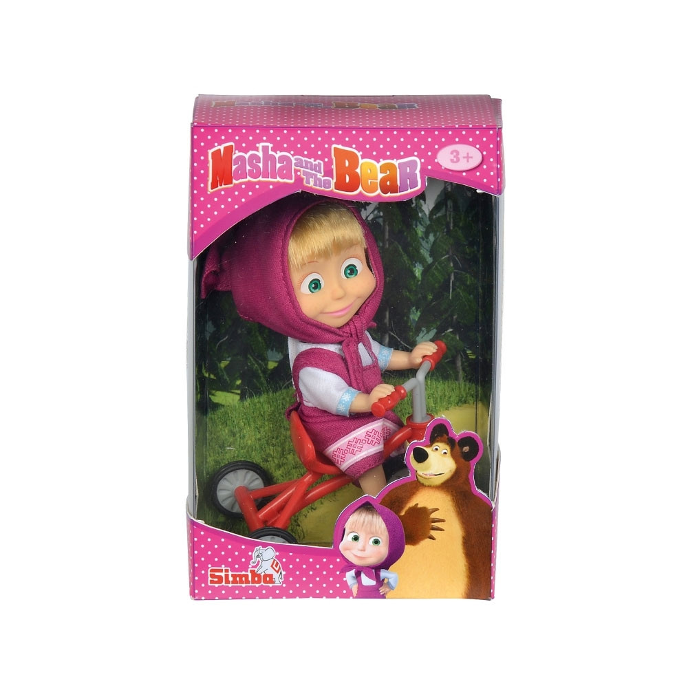 Papusa Simba Masha and the Bear 12 cm Masha cu tricicicleta - www.roua.ro
