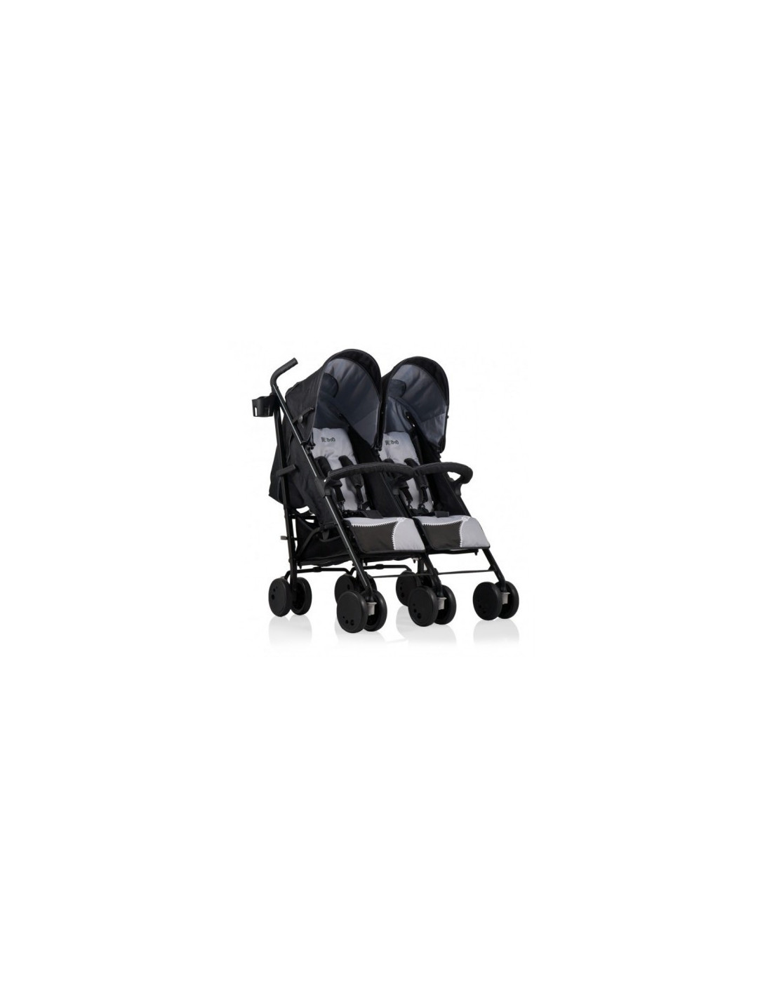 Carucior gemeni Zipper Duo Kiddo Black Silver - www.roua.ro