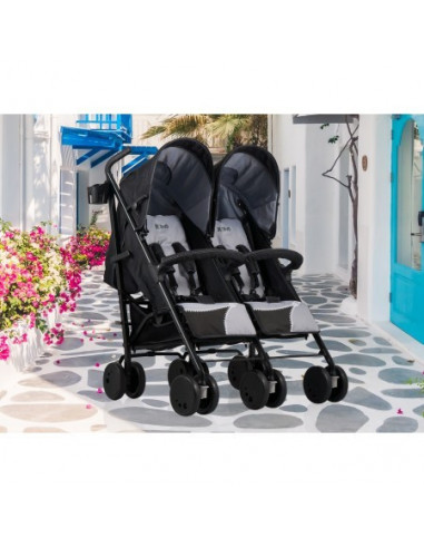 Carucior gemeni Zipper Duo Kiddo Black Silver - www.roua.ro