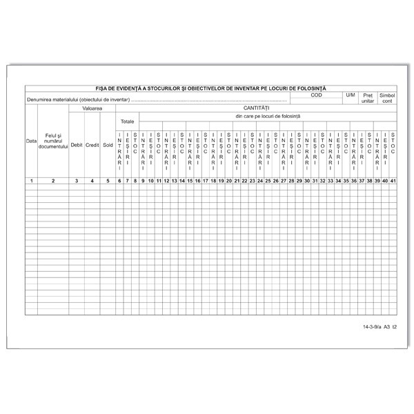 Fisa de evidenta stocuri si obiective de inventar A3 -100 buc - www.roua.ro