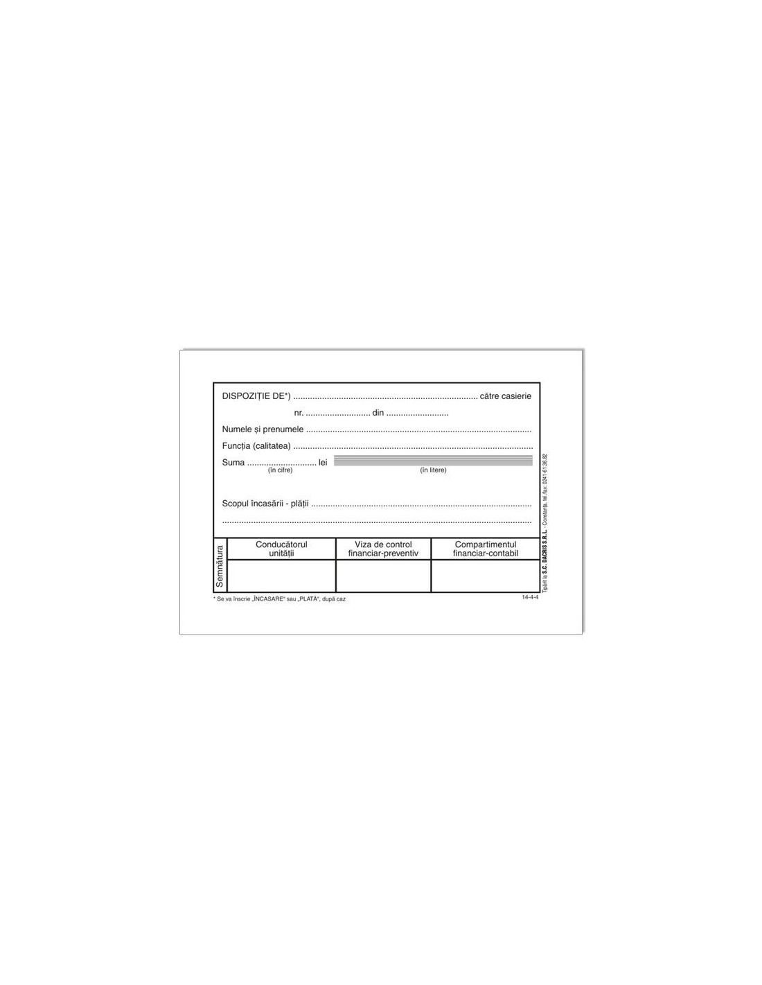 Set 3 dispozitie de casierie autocopiativa A6. - www.roua.ro