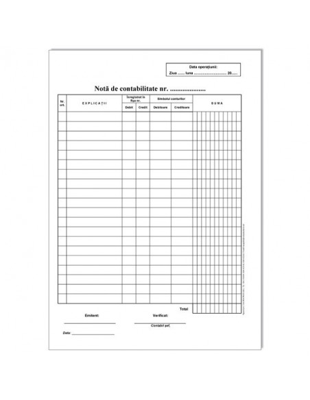 Nota contabila A4 - www.roua.ro